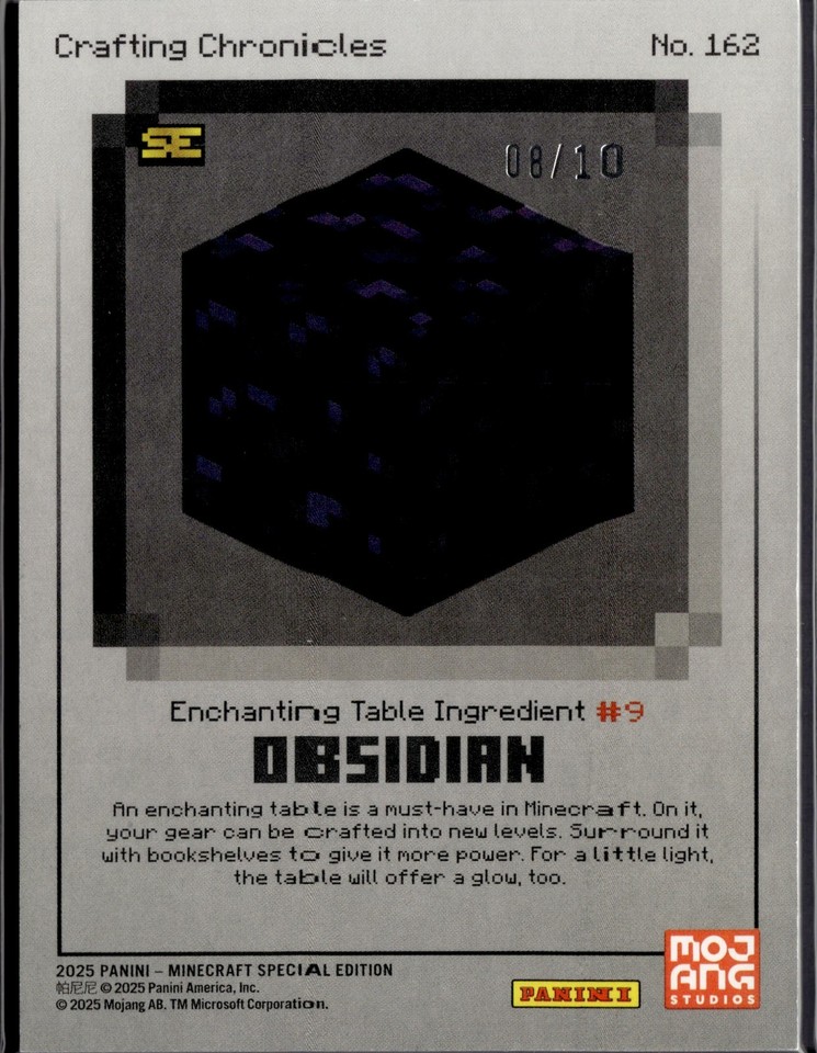 2025 Panini Minecraft Special Edition Craft. Cron. Obsidian Diamond /10 ...
