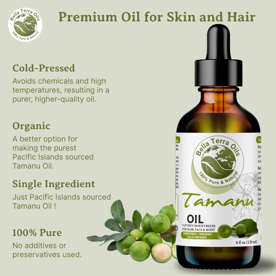 _Organic Pure Tamanu Oil - 2oz | Premium Cold-Pressed Oil for Skin ...