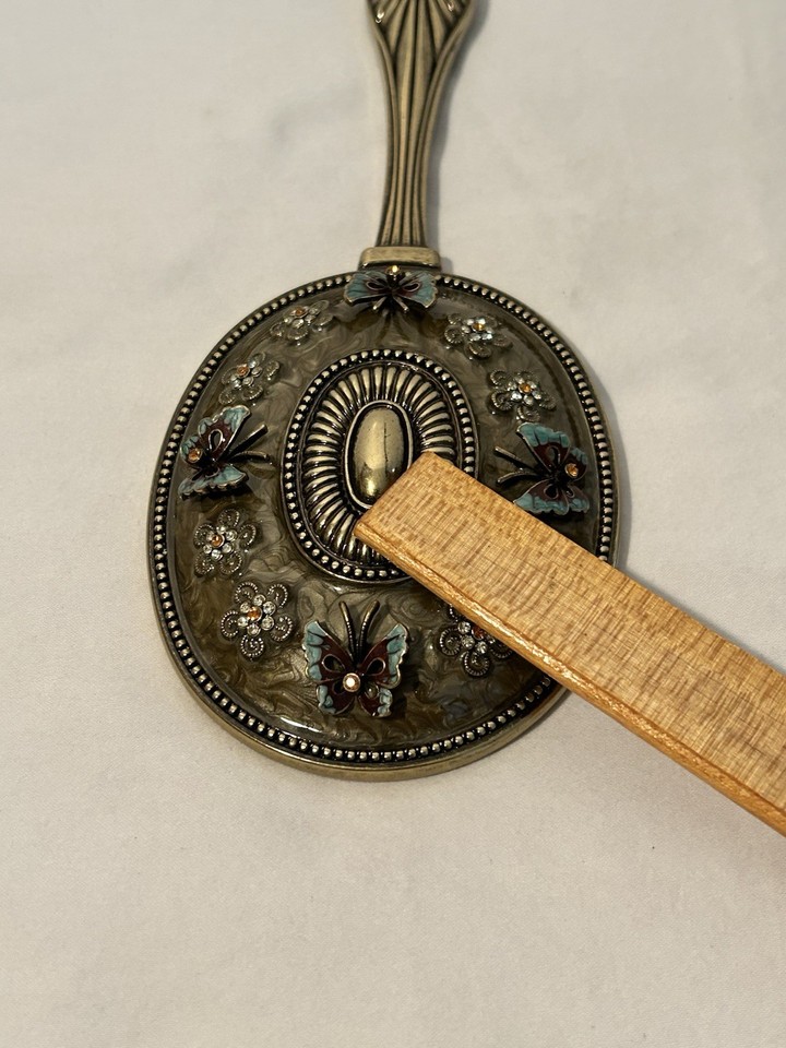 Kalifano Enameled Jeweled Hand Held Vanity Mirror With Butterflies ...