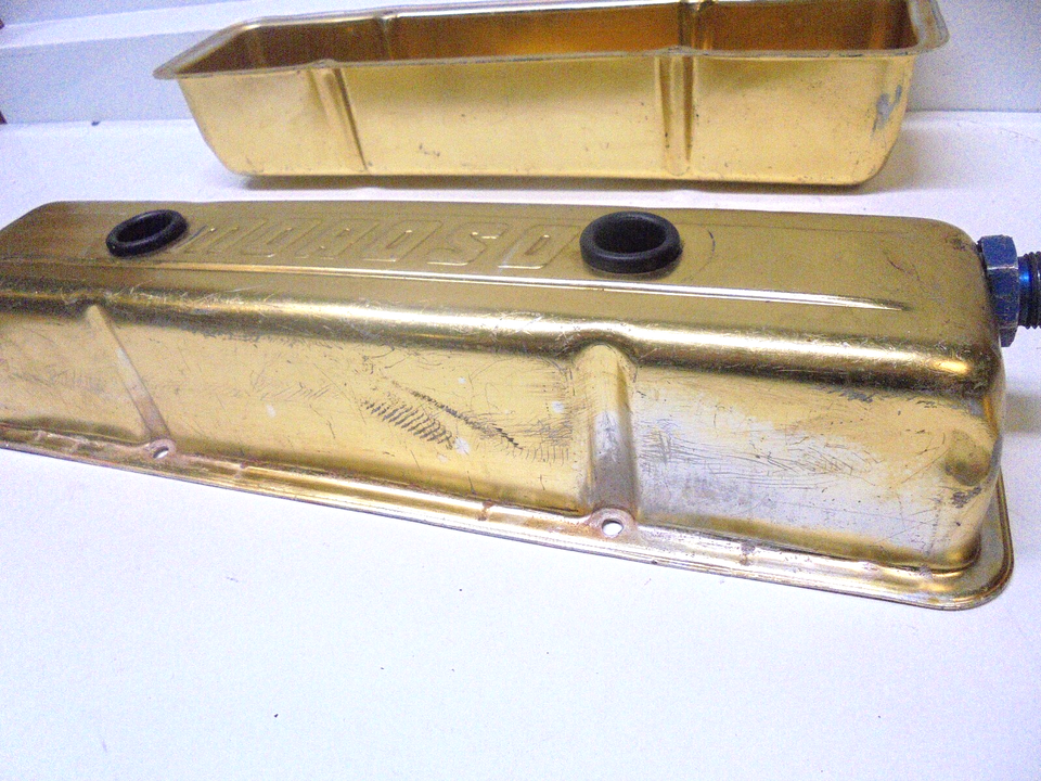 MOROSO SBC GOLD VALVE COVERS W/ WING NUTS-VINTAGE-RAT ROD-STREET ROD | eBay