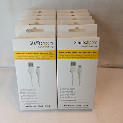 NEW - Lot of 10 StarTech.com Rugged USB-A to Apple Cable - 12 in ...