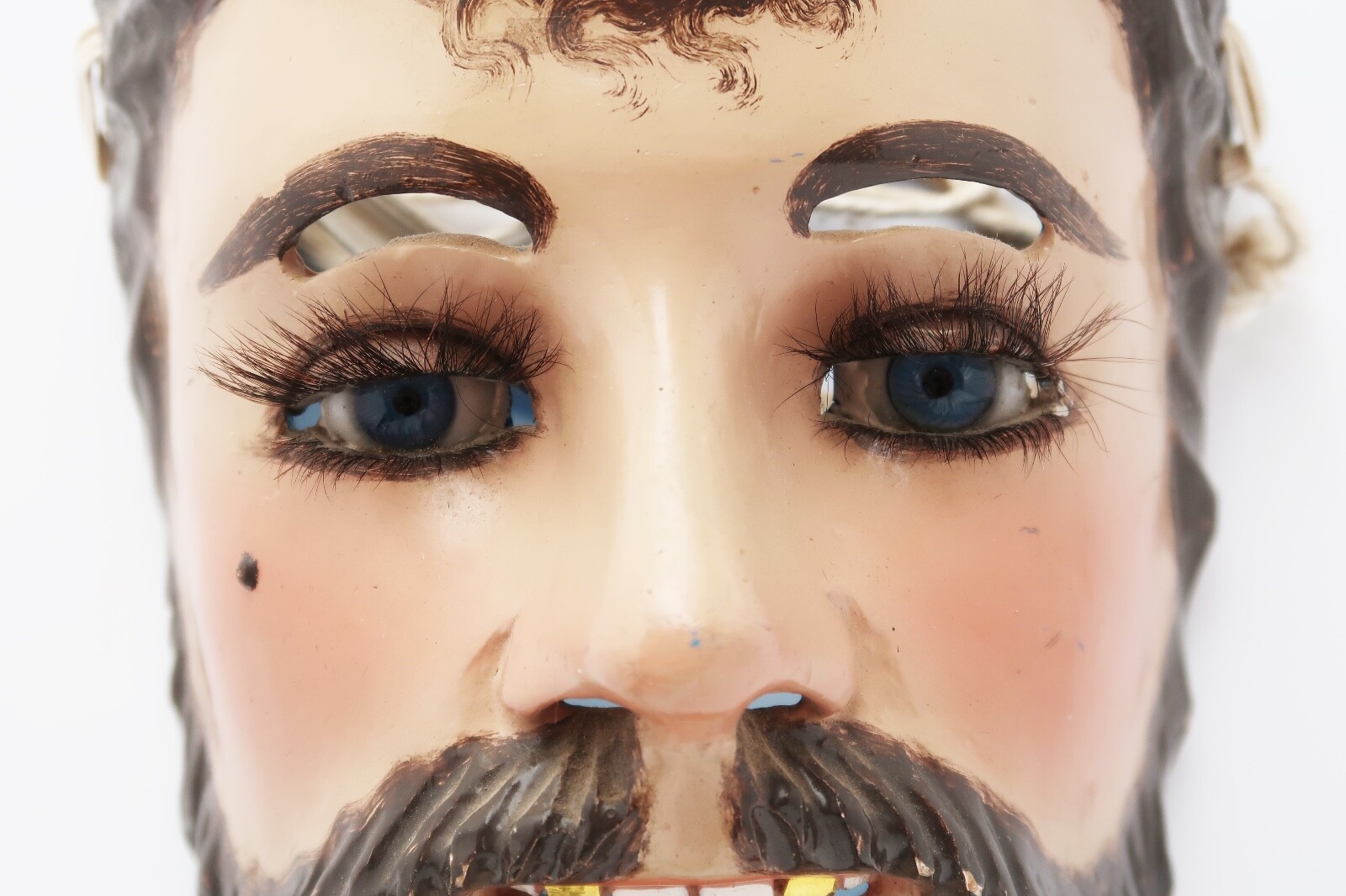 Mexican Folk Art Catrine Dandy Mask w/ Glass Eyes Moving Eyelids Gold ...