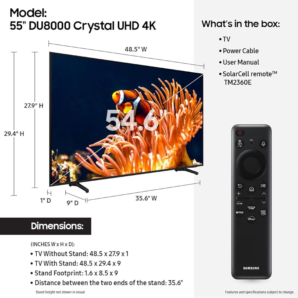 Samsung 65" Class Crystal UHD DU8000 4K HDR Smart TV | eBay
