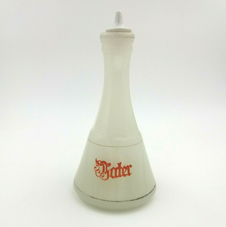 Vintage WATER Opaline Clambroth Glass Barber Apothecary Bottle Drug ...
