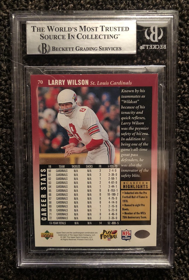 Larry Wilson Autograph HOF 78 Inscription Upper Deck Legends #70 Slab ...