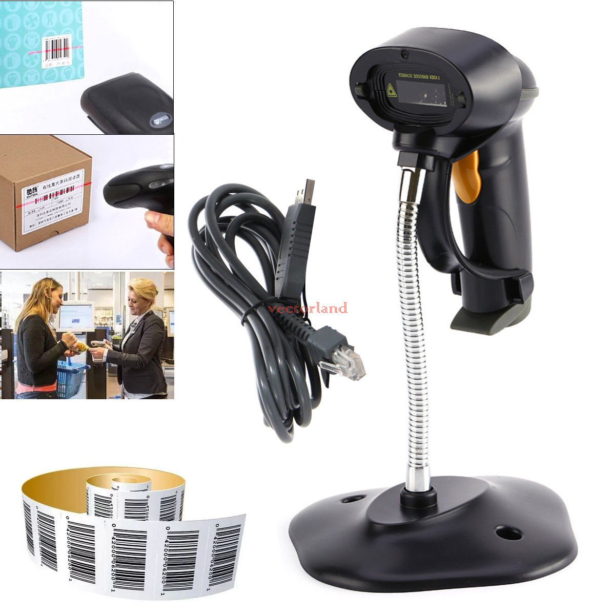 Handheld Barcode Scanner Reader Laser Bar Code EPOS POS Stock Control ...