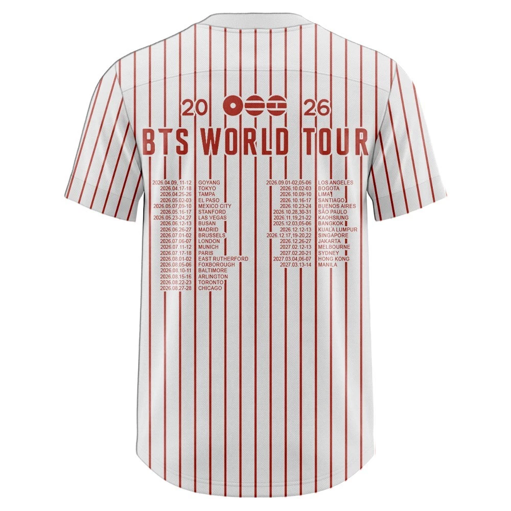 Boy Band BTS Kpop Baseball Jersey, Retro BTS World Tour 2026 Merch ...