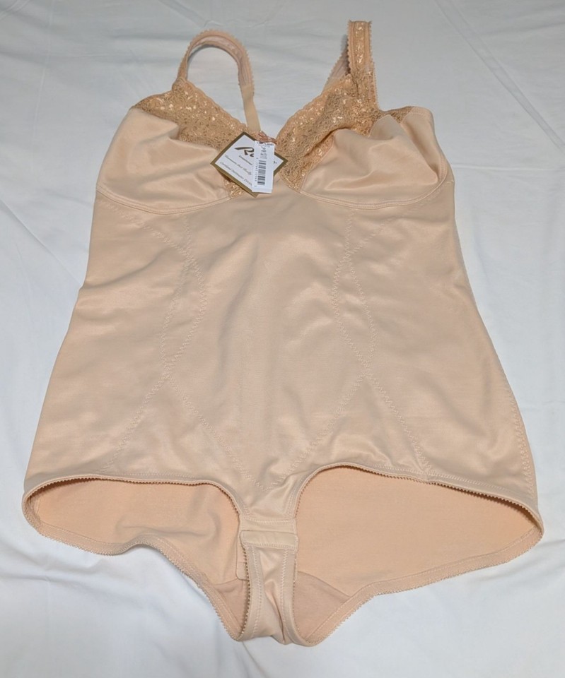 Rago Womens Nude Lace Shapewear Bodysuit Style 8620 Size 46F NWT | eBay