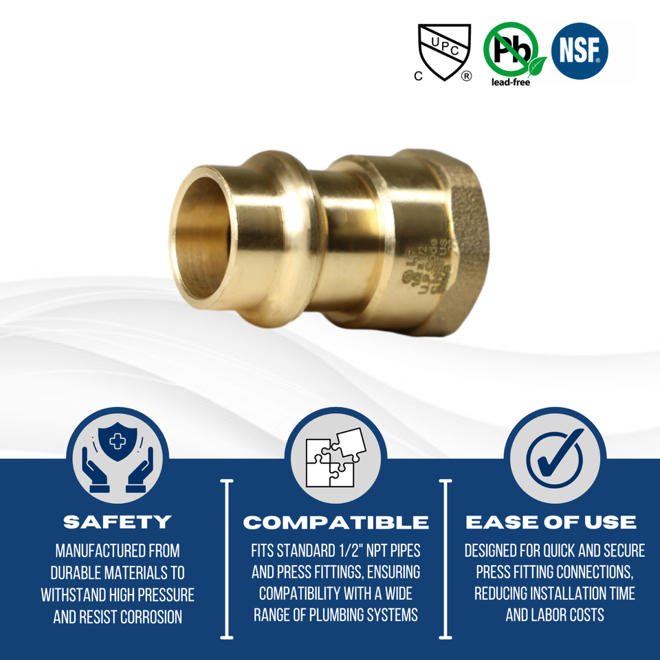 25 Pack XFITTING 1/2" Press Female Adapter, Lead Free Brass, 1/2 ...