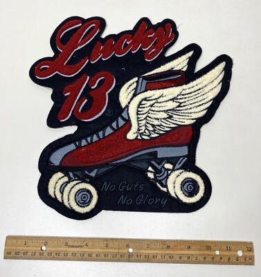 Rare Lucky 13 Back Patch Chenille Chain Stitch Felt Roller Derby ...