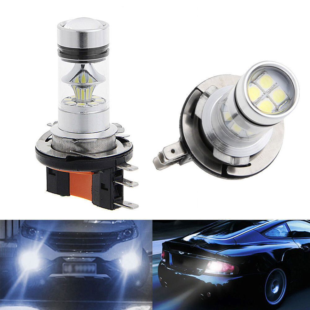 2x White H15 100W High Power 6000K LED Bulbs For VW Audi BMW Mercedes ...
