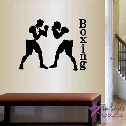 Vinyl Decal Boxing Match in Ring Sportsmen Boxers Boys Room Wall ...
