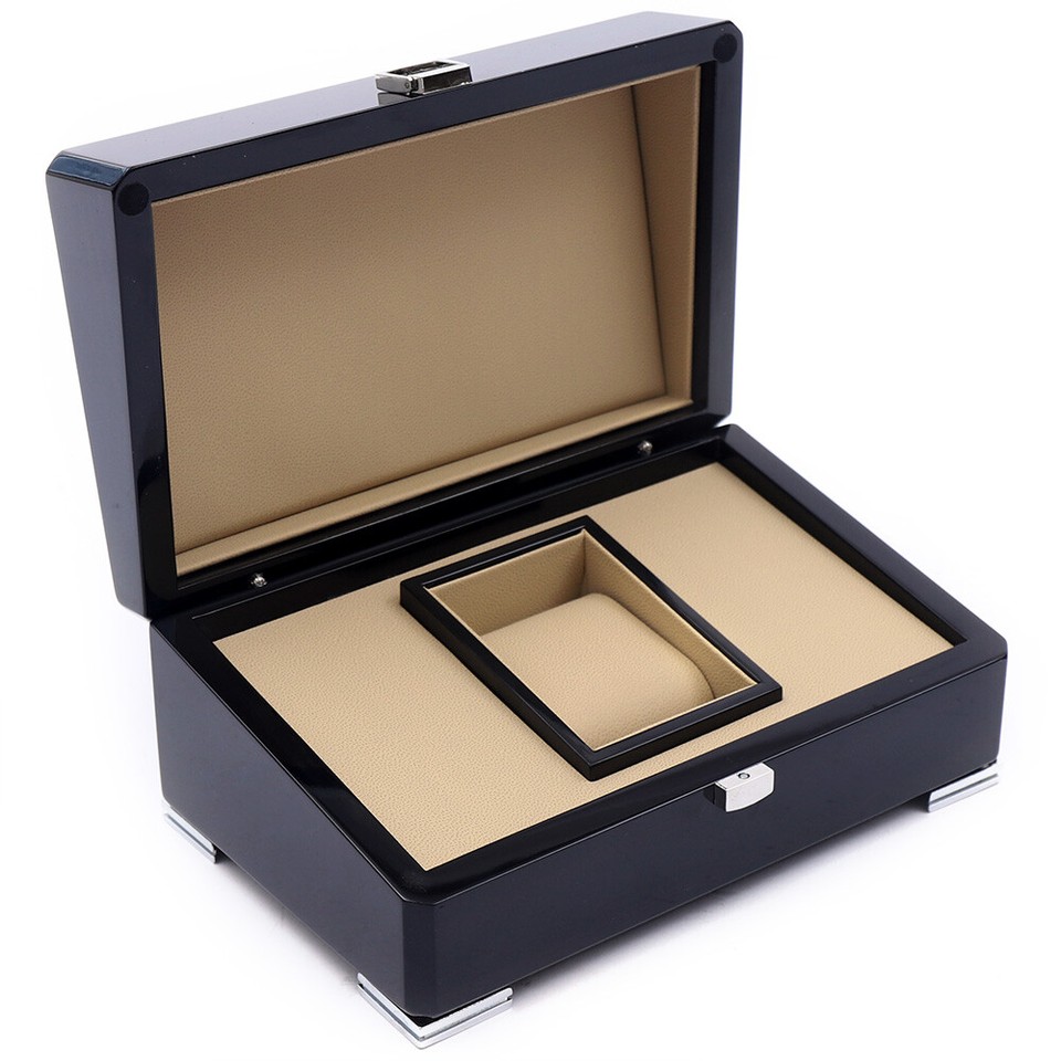 Black Luxury Wooden Watch Box Display Case Jewelry Storage Organizer ...