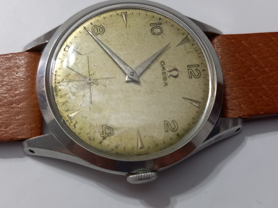 VINTAGE 1954 OMEGA 2750-9 MANUAL CAL 266 STAINLESS STEEL FULL SIZE 35MM ...