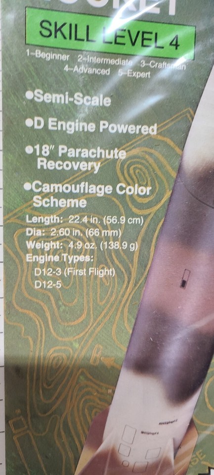 Estes V-2 flying model rocket kit 1926 scale German V2 model rocket New ...