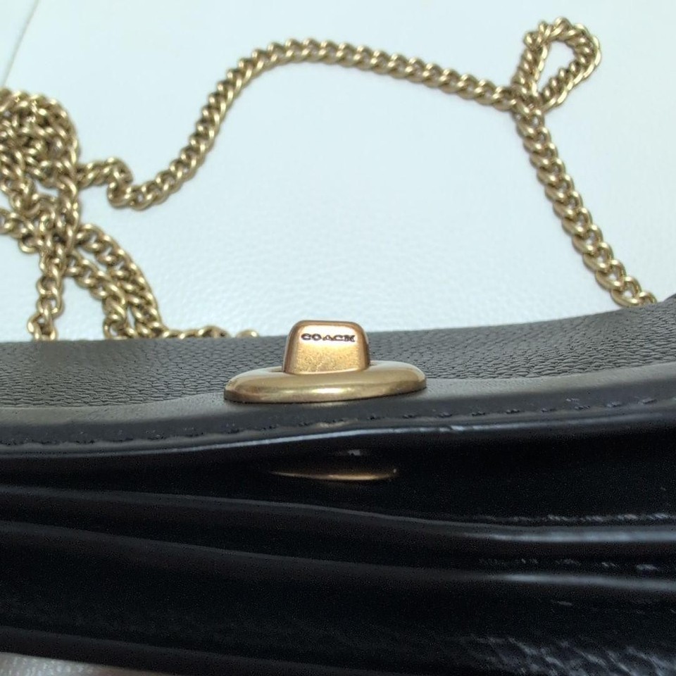 Coach Riley Chain Clutch Black Leather Crossbody Bag Authentic | eBay