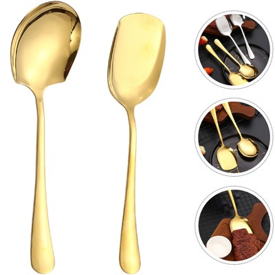 2 Pcs Male Spoon Cooking Ladle Kitchen Soup Long Handle Spoons Flatware ...
