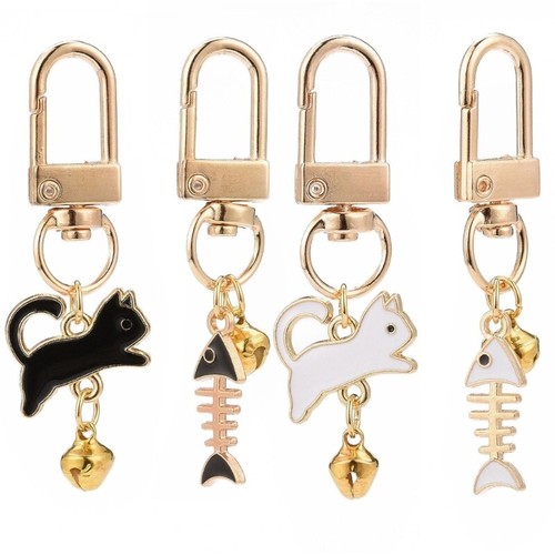 2pcs Metal Keyrings and Fish Bone Charm Keychain Practical Key Rings ...