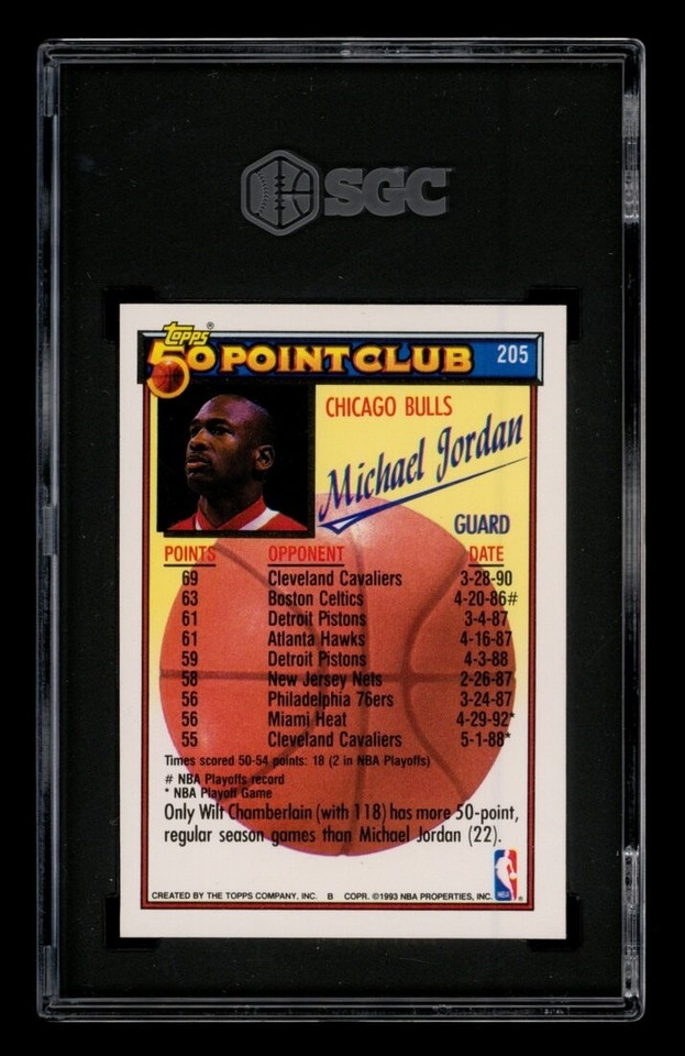 1992-93 Topps 50 Point Club: #205 Michael Jordan SGC 10 GEM MINT | eBay