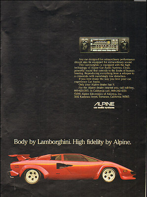 1981 Vintage ad for Alpine Car Audio Systems Lamborghini Red Photo | eBay