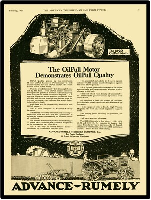 Advance Rumely Oil Pull Engine NEW Metal Sign 24"x30" USA STEEL XL Size ...