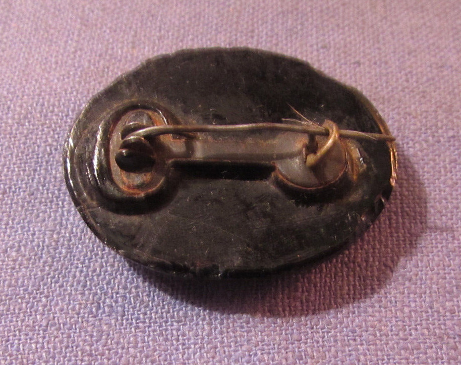 ANTIQUE VICTORIAN MOURNING BROOCH PIN JET BLACK GLASS… - Gem