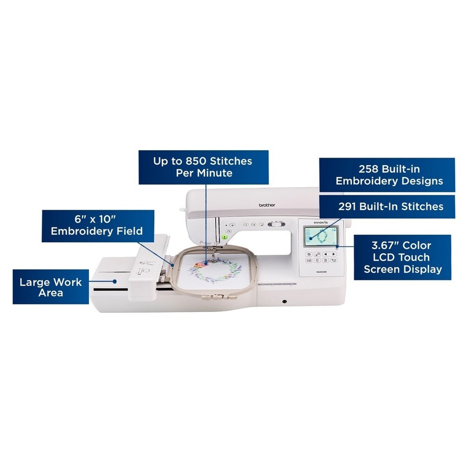 Brother NQ3550W Sewing and Embroidery Machine 6"x10" with Free Support ...