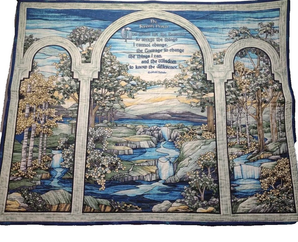 Sewing Fabric Panel Serenity Prayer 34” X 42” Quilt Topper Wall Art Lap ...