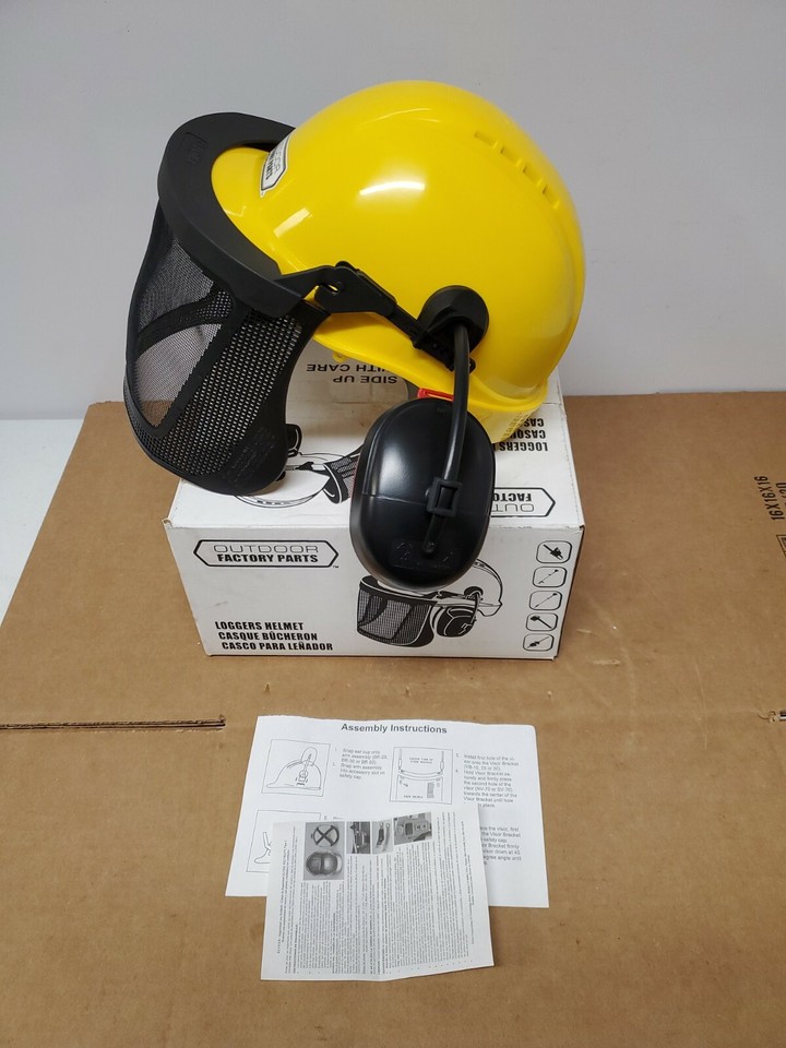 Yellow Protective Loggers Helmet W/ Hearing Protection Outdoor ...