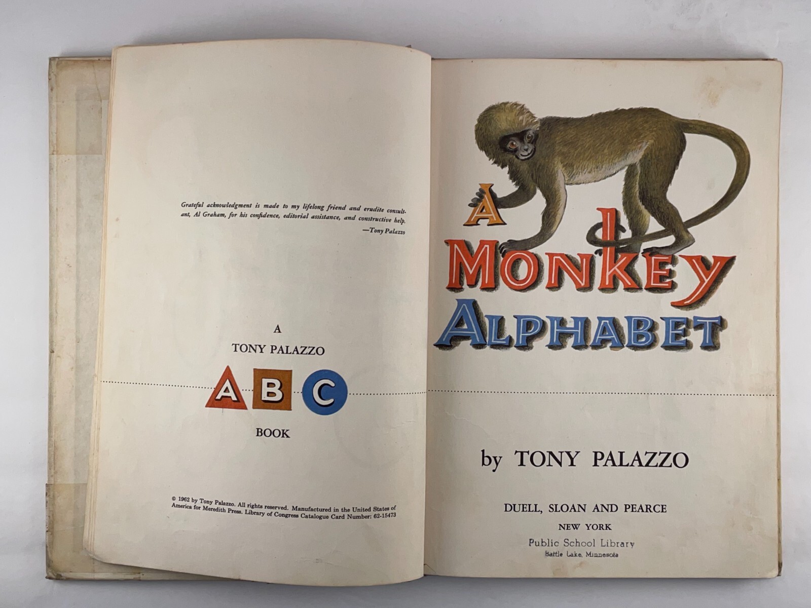 A Monkey Alphabet Tony Palazzo ABC Book 1962 Hardcover First Edition Ex ...