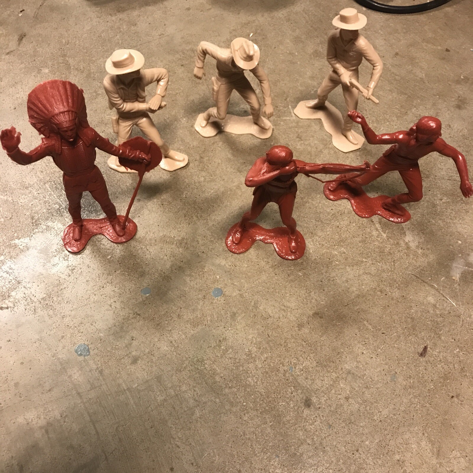 Vintage 6" Louis Marx Plastimarx Cowboys and Indian Toy Figures, Lot of ...