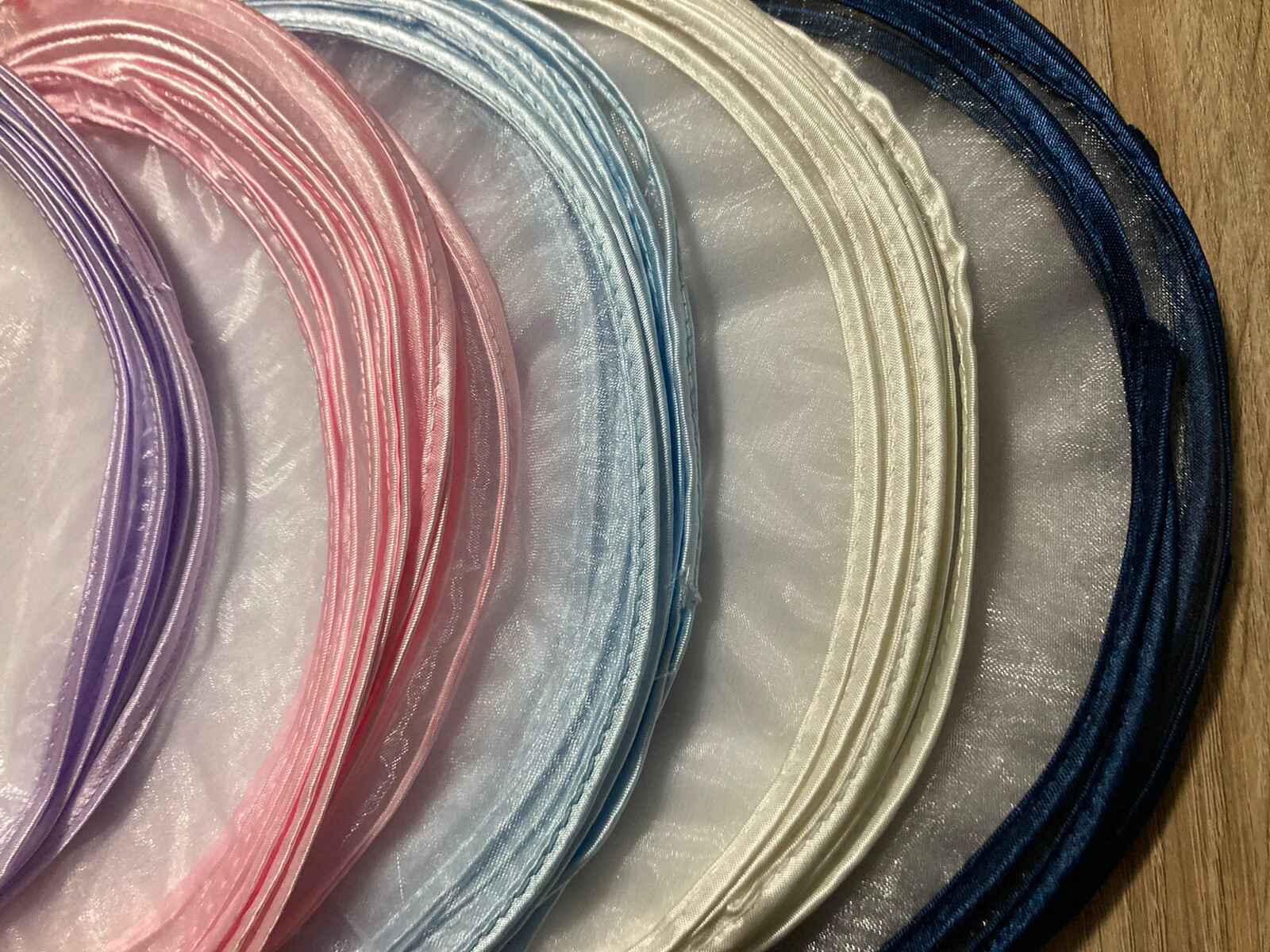 Round Tulle Satin Edge Bomboniere Tulle Ivory, Pink, Lilac Tulle x10pcs ...