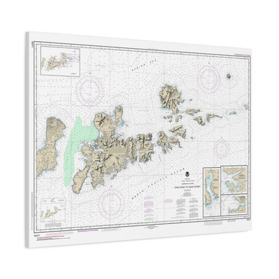 Adak Island and Andreanof Islands Alaska Nautical Chart Map Framed ...