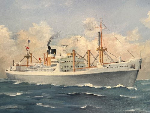 Gilt Framed ship Oil Painting City of Liverpool Merchant ship Signed ...
