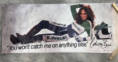 7’x3’ Kawasaki banner of Catherine Bach. Daisy Duke of Duke of Hazard ...