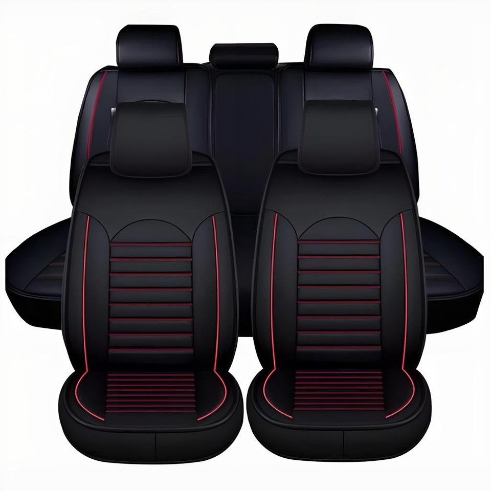 NEW Full Set For Car Seat Covers Deluxe Universal Protector PU Leather ...