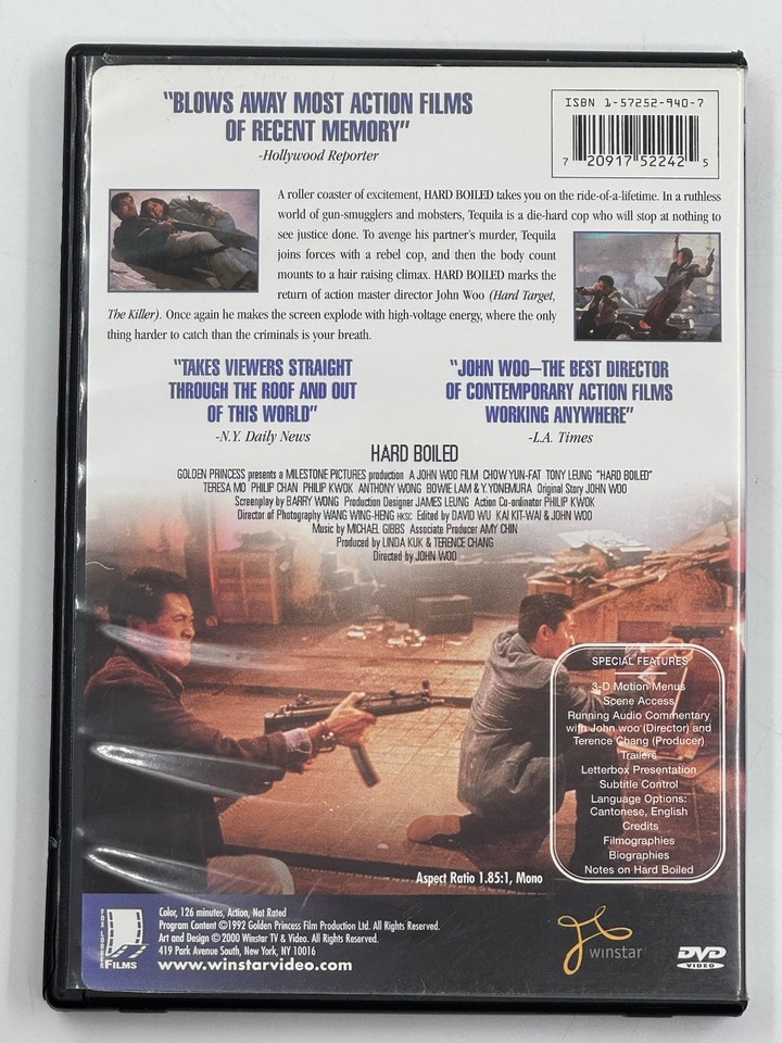 Hard Boiled DVD 2000 John Woo Film with Chow Yun-Fat & Tony Leung - New ...