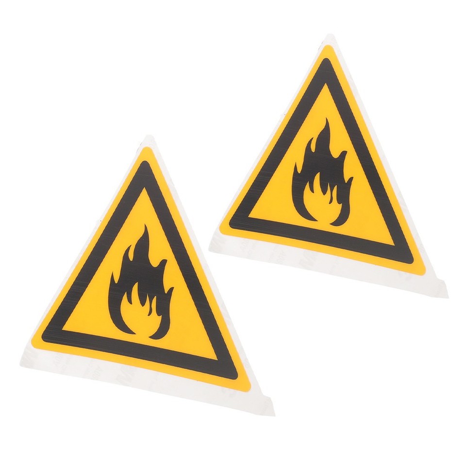 2 Pcs Security Signs Flammable Warning Label Safety Stickers Fire ...