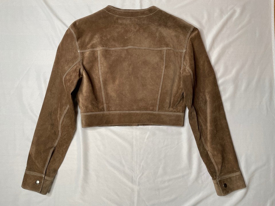 Perry Ellis Marc Jacobs Crop Brown Suede Leather Jacket Grunge Spring ...