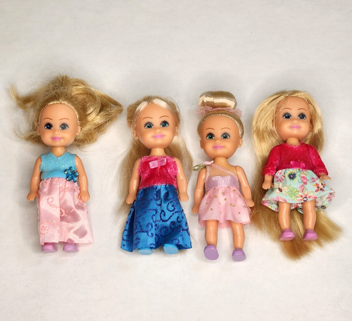 Funville Sparkle Girlz Little Friends 4" Mini Dolls Lot x4 All Blonde ...