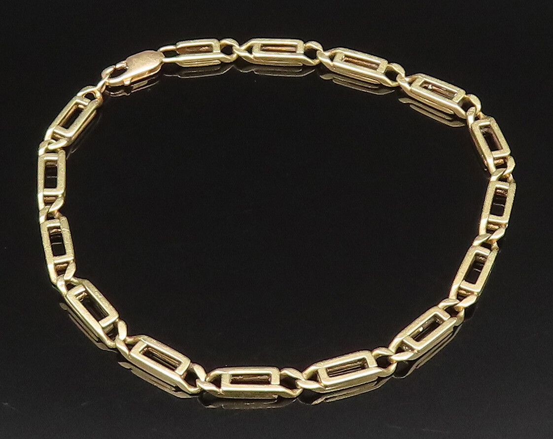 14K GOLD - Vintage Precious Open Rectangle Link Bracelet - GBR057 | eBay