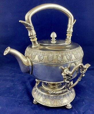 Gorham Neoclassical Silverplate Tea Kettle Date Mark 1884 Spirit Burner ...