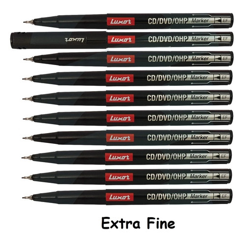 10 X EXTRA FINE TIP Permanent Marker Pens BLACK CD / DVD Marker Pen ...