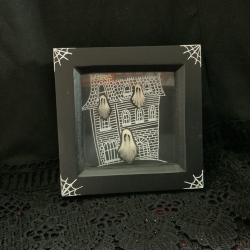 Homemade Haunted House Ghost Picture In 3D Shadow Deep Box Frame Gothic ...