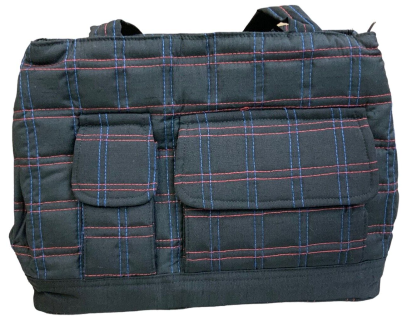 Naples Bag Co. Pink and Blue Checkered Quilted Over Shoulder Purse ...