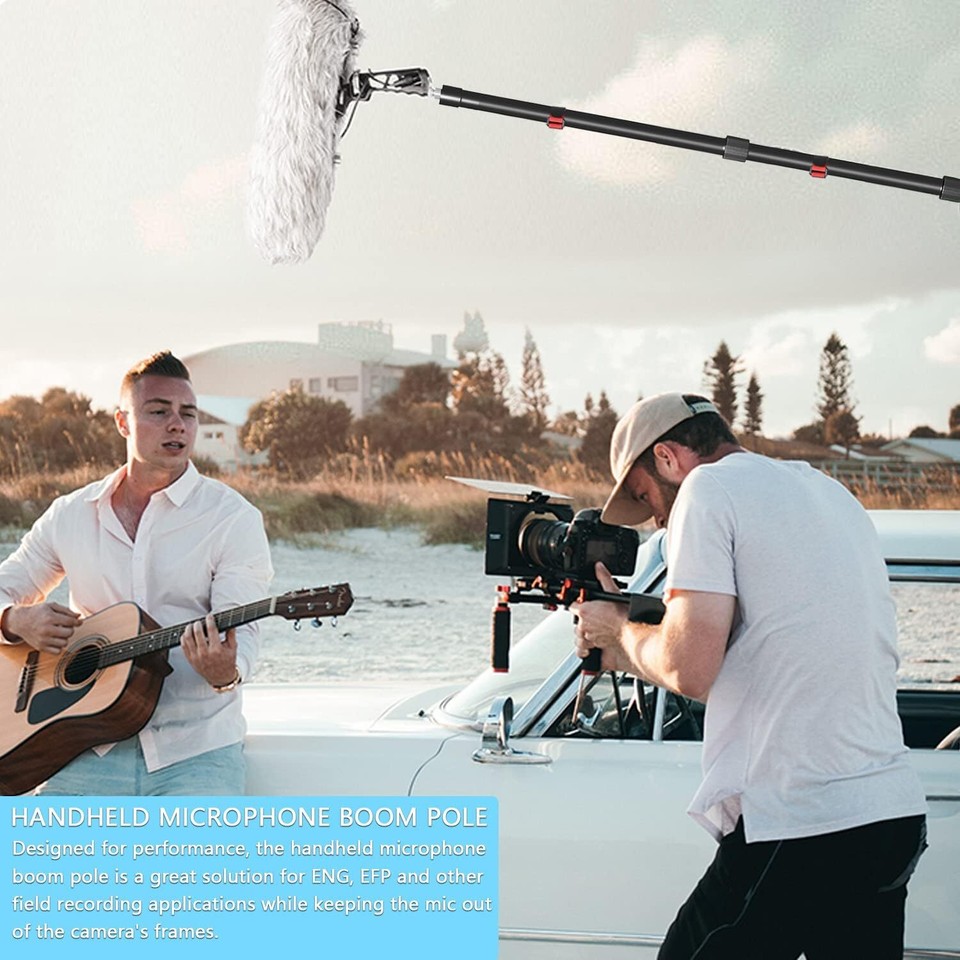 Portable Handheld Boom Pole for Shotgun Mic, 3-Section Extendable ...