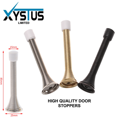 CHROME BRASS DOOR STOP SPRING STOPPER STOPS SPIRAL BUFFER SPRINGS EASY ...