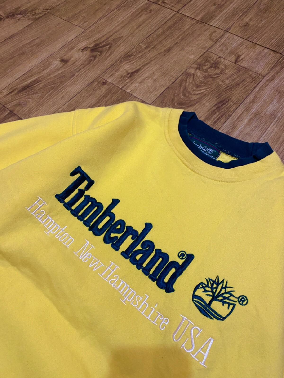 Vintage Timberland Sweatshirt Mens Mustard Yellow Spell Out Weathergear ...