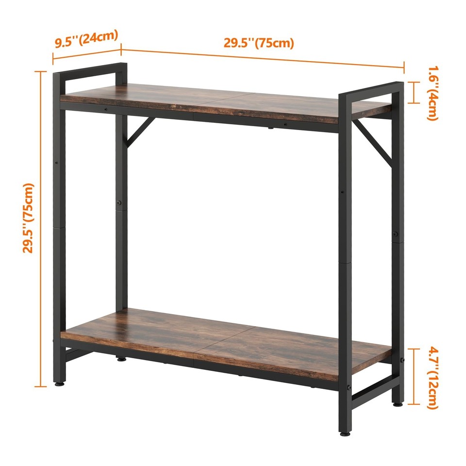 Narrow Console Table Small Entryway Table with 2 Support Bars, Metal ...