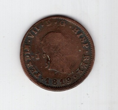 SPAIN 1819 Ferdin VII 8 maravedis copper coin 30 mm 9.2gr | eBay